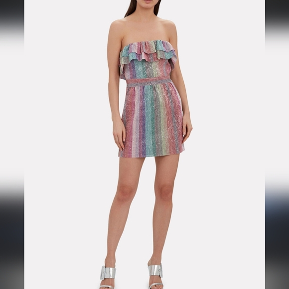 SAYLOR | Dresses | Nwot Saylor Nola Striped Multi Metallic Ruffle ...